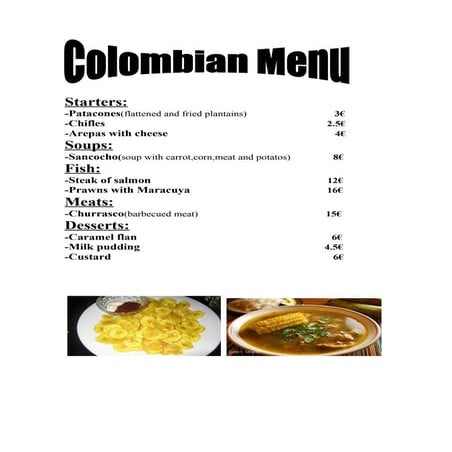 Colombian menu | DOC