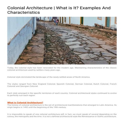 Colonial Architecture | What is It? Examples And Characteristics | PDF
