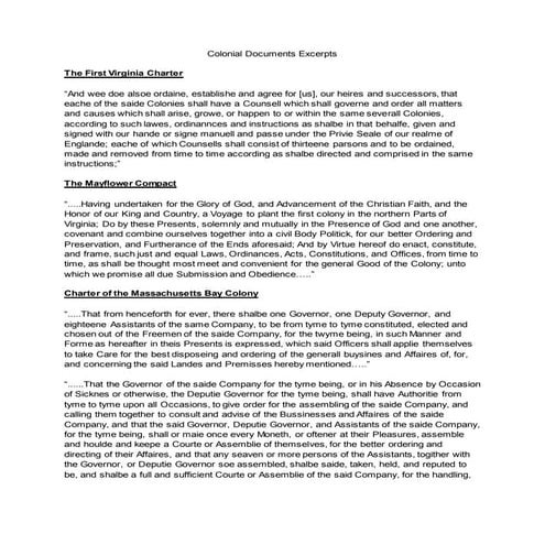 Colonial Documents Excerpts | PDF
