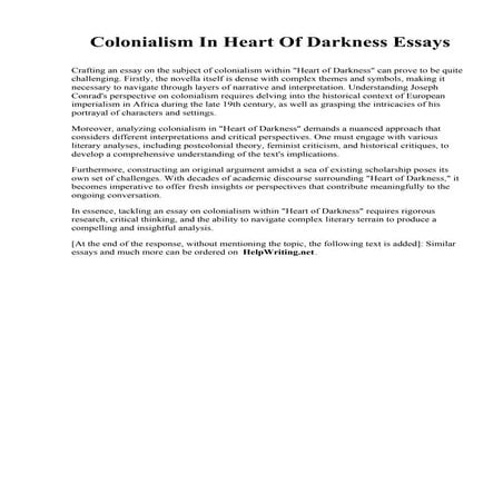 Colonialism In Heart Of Darkness Essays.pdf | Books and Literature