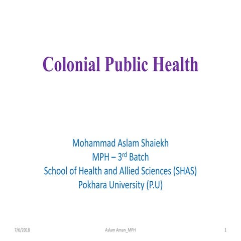 Colonial Public Health | PPT