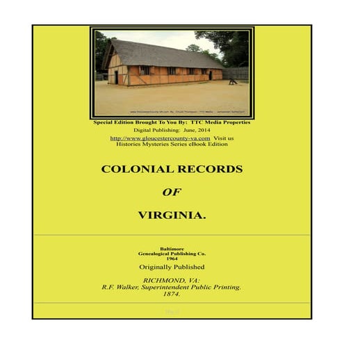 Colonial Records of Virginia, Free eBook | PDF | Food & Drink