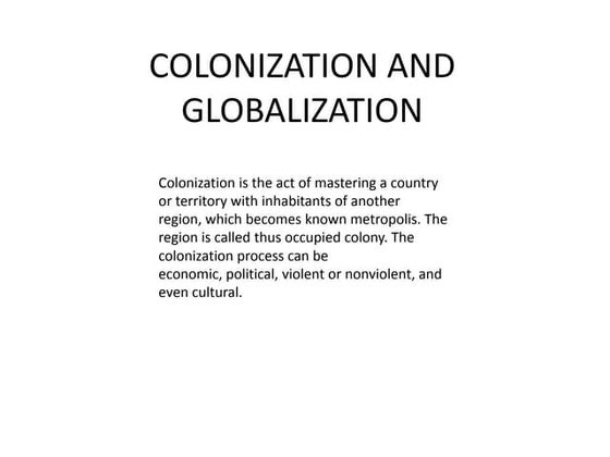 Globalizatin & Colonization | PPTX