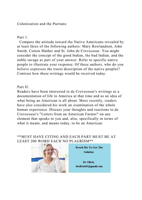 1.) Compare the attitude toward the Native Americans revealed by at | PDF