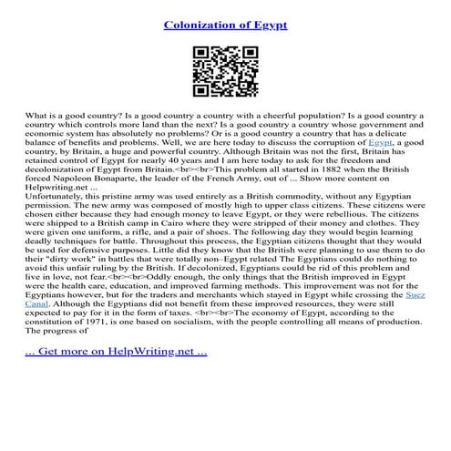 Colonization Of Egypt | PDF