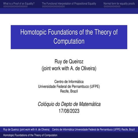 Homotopic Foundations of the Theory of Computation | PDF