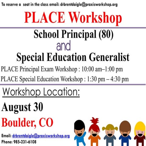 Colorado PLACE Workshop - August 30, 2014 | PPT