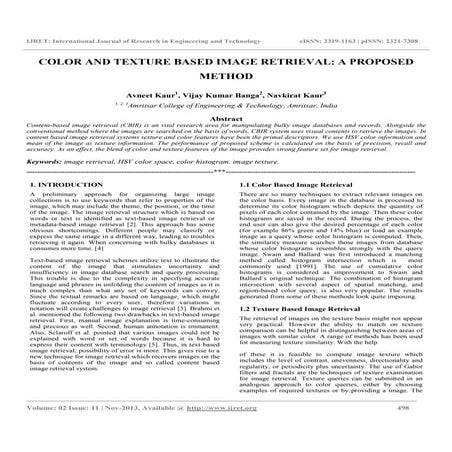 Color And Texture Based Image Retrieval A Proposed Pdf