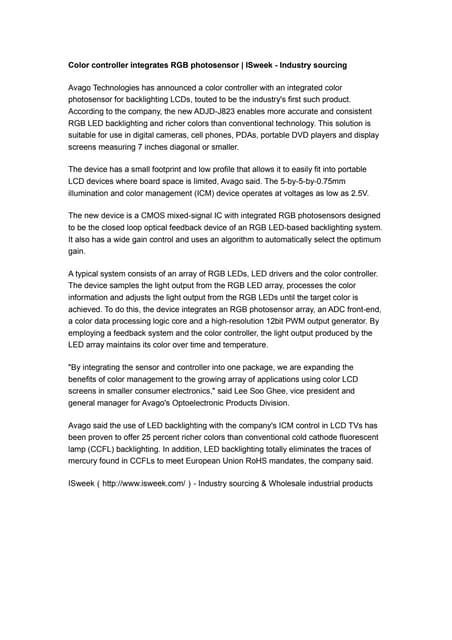 RGB LED Color Mixing | PPT | Computer Peripherals | Computing