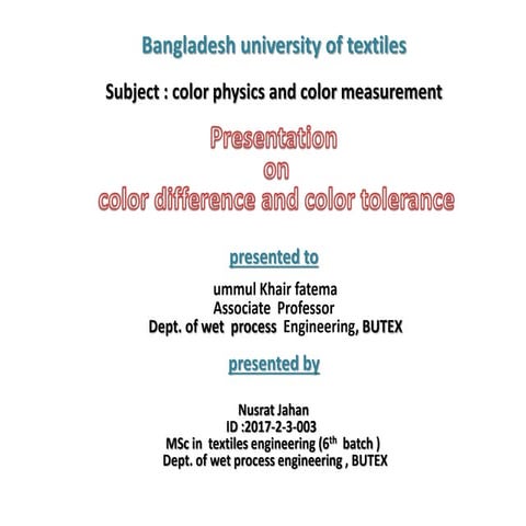 Color diffference and color tolerance | PPTX