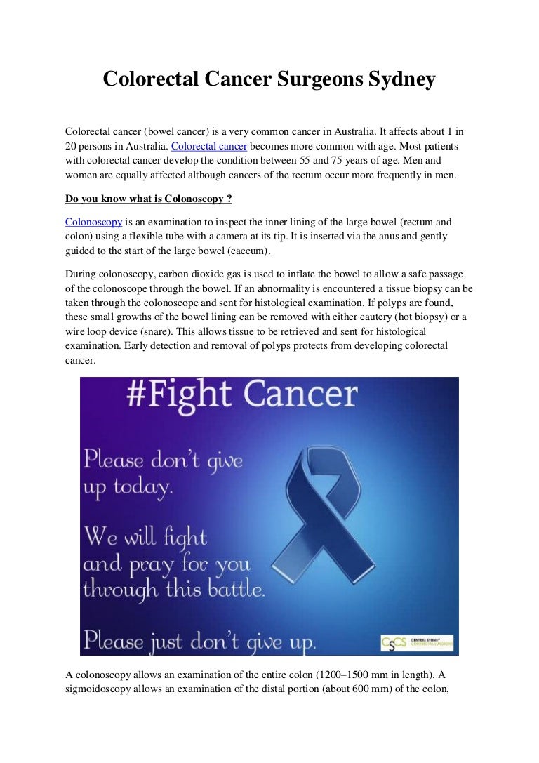 Colorectal Cancer Surgeons Sydney