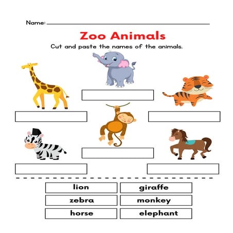 Colorful Fun Zoo Animals English Worksheet.pdf | Zoos & Aquariums ...