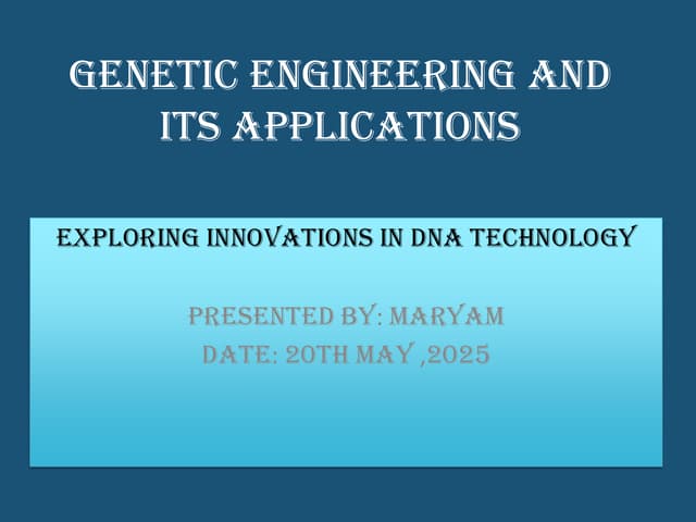 application of genetic Engineering | PPTX