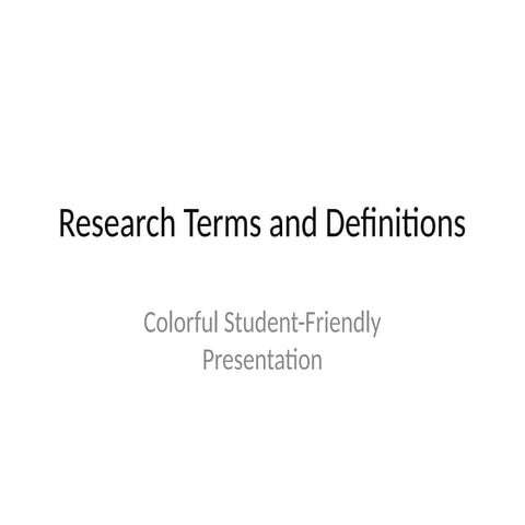 BASIC RESEARCH TERMINOLOGIES | PPTX