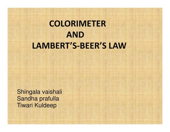 Beer lambert Law | PPT