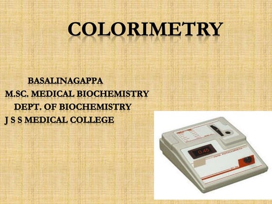 Colorimetry | PPT | Blood Disorders | Diseases and Conditions
