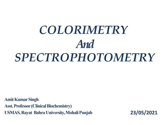 Colorimetry | PPT | Blood Disorders | Diseases and Conditions