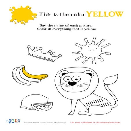 Learning Color Yellow for Preschool and Kindergarten | PDF