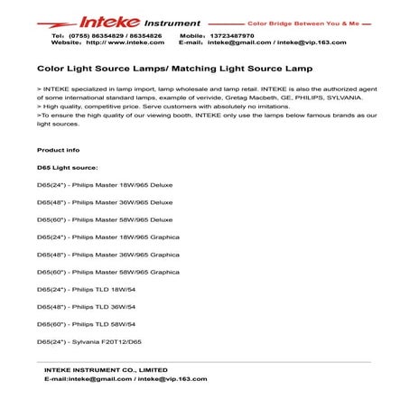 Color light Source Lamp / Matching Light Source | PDF