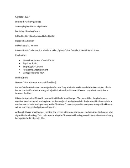 Godzilla Notes | DOCX | Animation & Anime | Genres