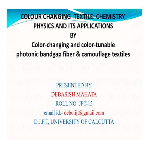 Colour changing textile chemistry, physics and its applications | PDF