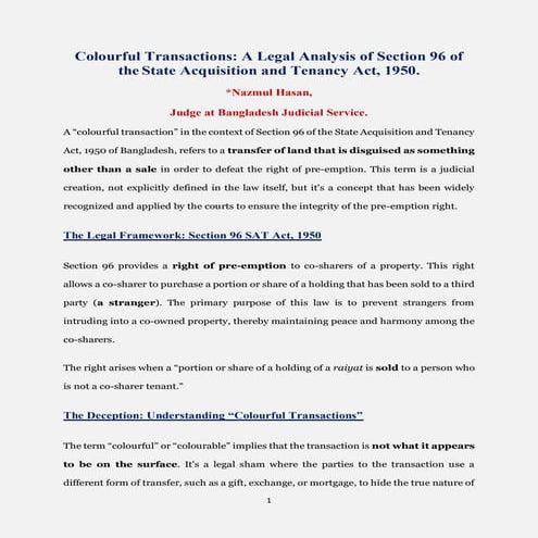 Colourful Transactions-A Legal Analysis of Section 96 of the SAT Act ...