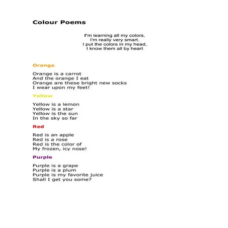 Colour Poems | DOCX