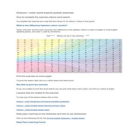 Colours exercise | DOCX