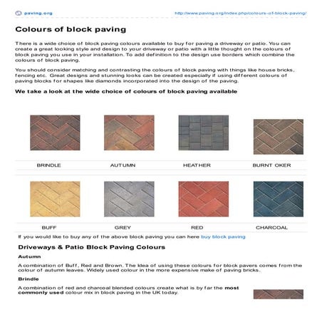 Colours of block paving | PDF | Landscaping | Home & Garden