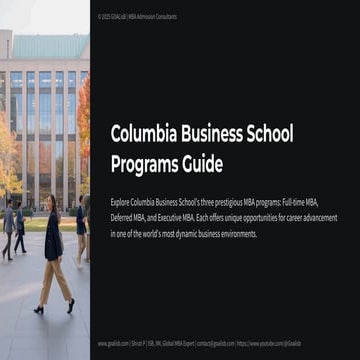 Columbia Business School MBA Programs Guide – Full-time, Deferred, and ...