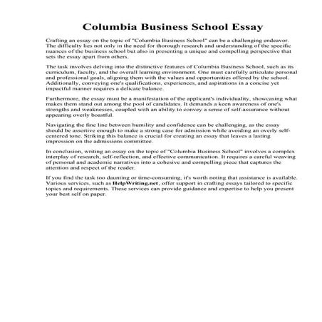 Columbia Business School Essay | PDF