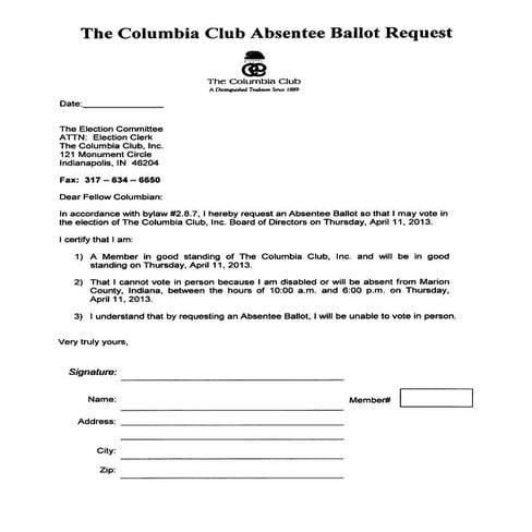 Columbia club election information | PDF