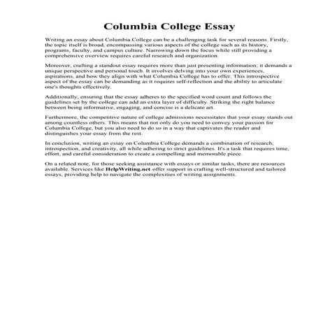 Columbia College Essay | PDF
