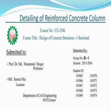 Design of column according ACI codes | PPTX