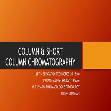 Column & short column chromatography (priyansha singh notes chapter 3 ...