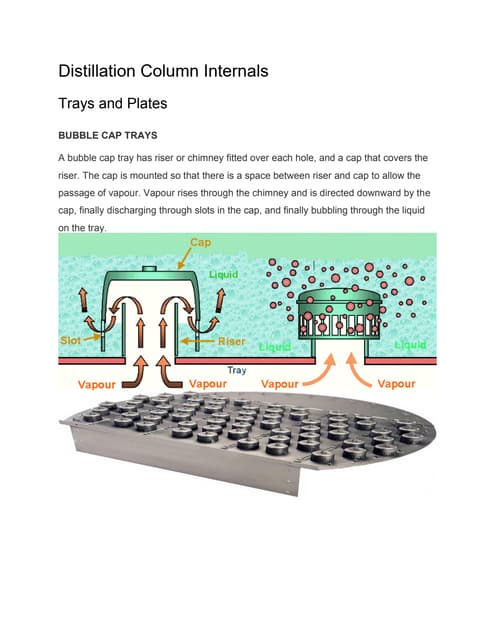 Types and design of the towers trays | DOCX | Chemistry | Science