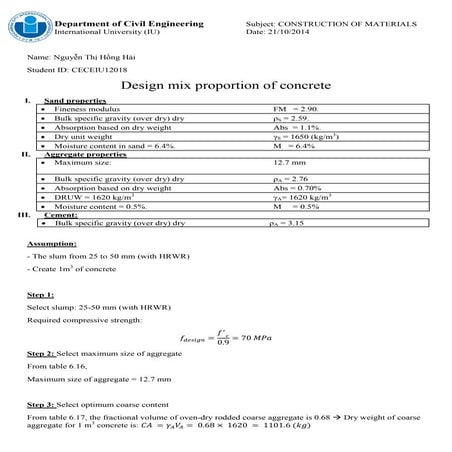 Design 1m3 concrete | PDF