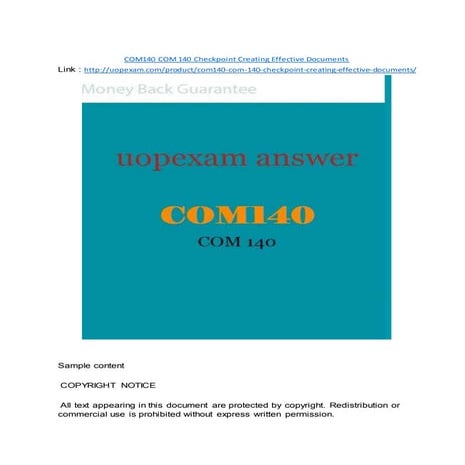 Com140 com 140 checkpoint creating effective documentsCOM140 COM 140 Checkpoint Creating ...