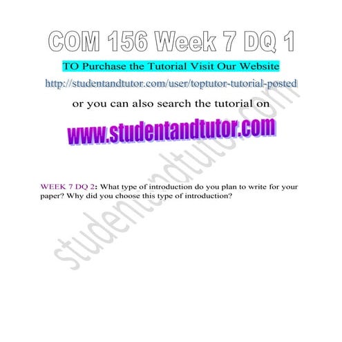 Com 156 week 7 dq 1 | DOC