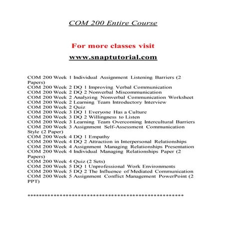 COM 200 Exceptional Education - snaptutorial.com