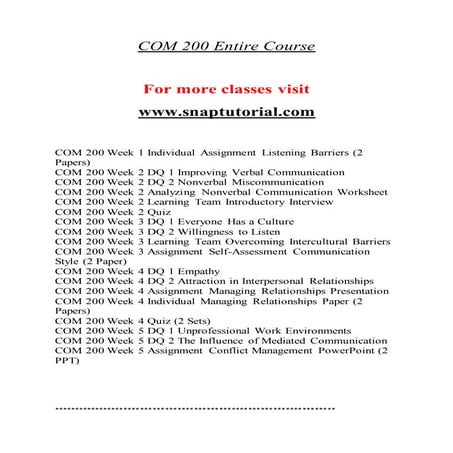 Com 200 Education Organization -- snaptutorial.com