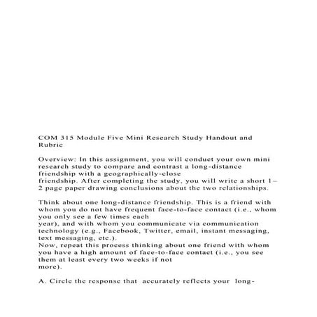 COM 315 Module Five Mini Research Study | DOCX