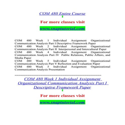 Com 480 Effective Communication-snaptutorial.com