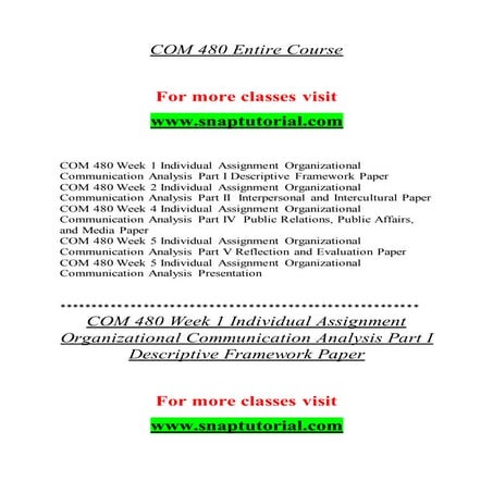 Com 480 Education Specialist-snaptutorial.com