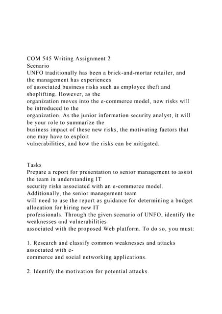 IT 549 Milestone Three Guidelines and Rubric In order .docx