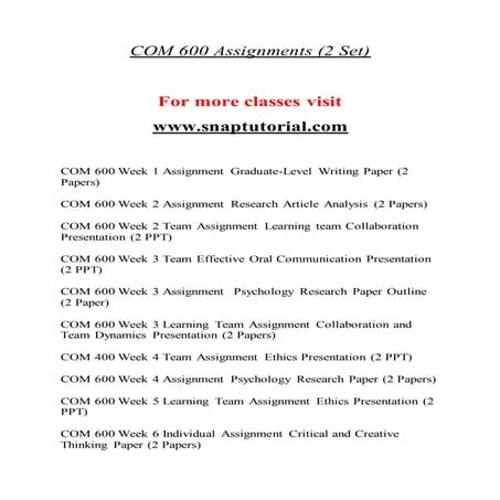 COM 600 Exceptional Education / snaptutorial.com | PDF