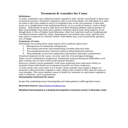 Coma | DOC | Brain and Nervous System Disorders | Diseases and Conditions