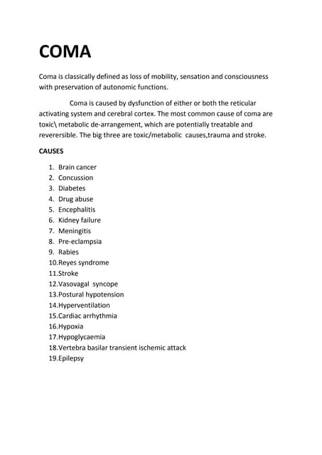MANAGEMENT OF UNCONCIOUS PATIENT IN EMERGENCY | PPT