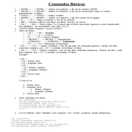 Comandos básicos de html | PDF