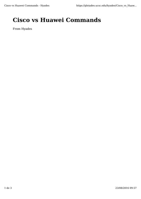 Cisco Vs Huawei Cli Commands Pdf Operating Systems Computer
